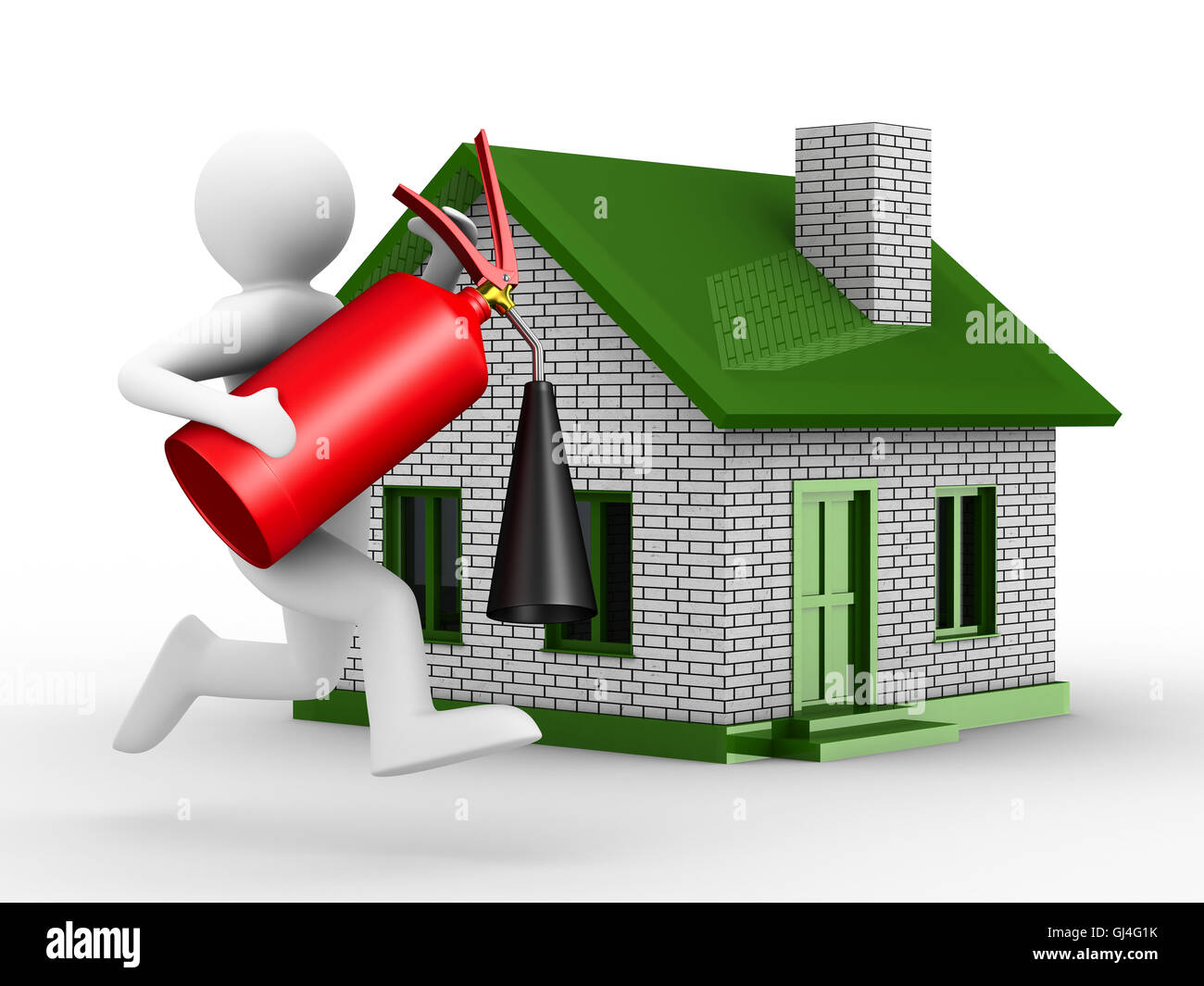 Fire-prevention protection of house. Isolated 3D image Stock Photo - Alamy