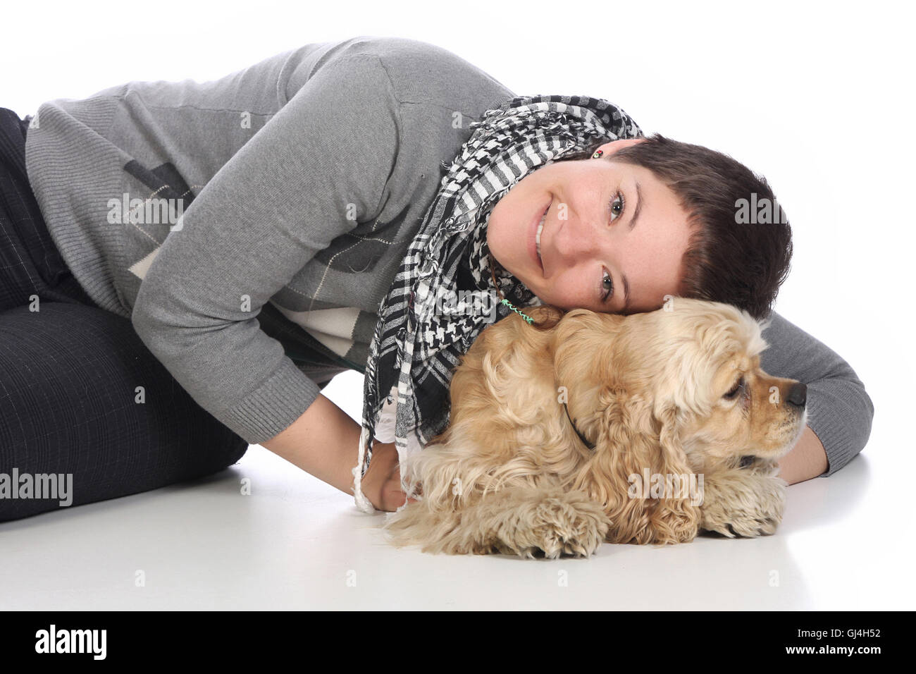 Girl and american cocker spaniel Stock Photo - Alamy