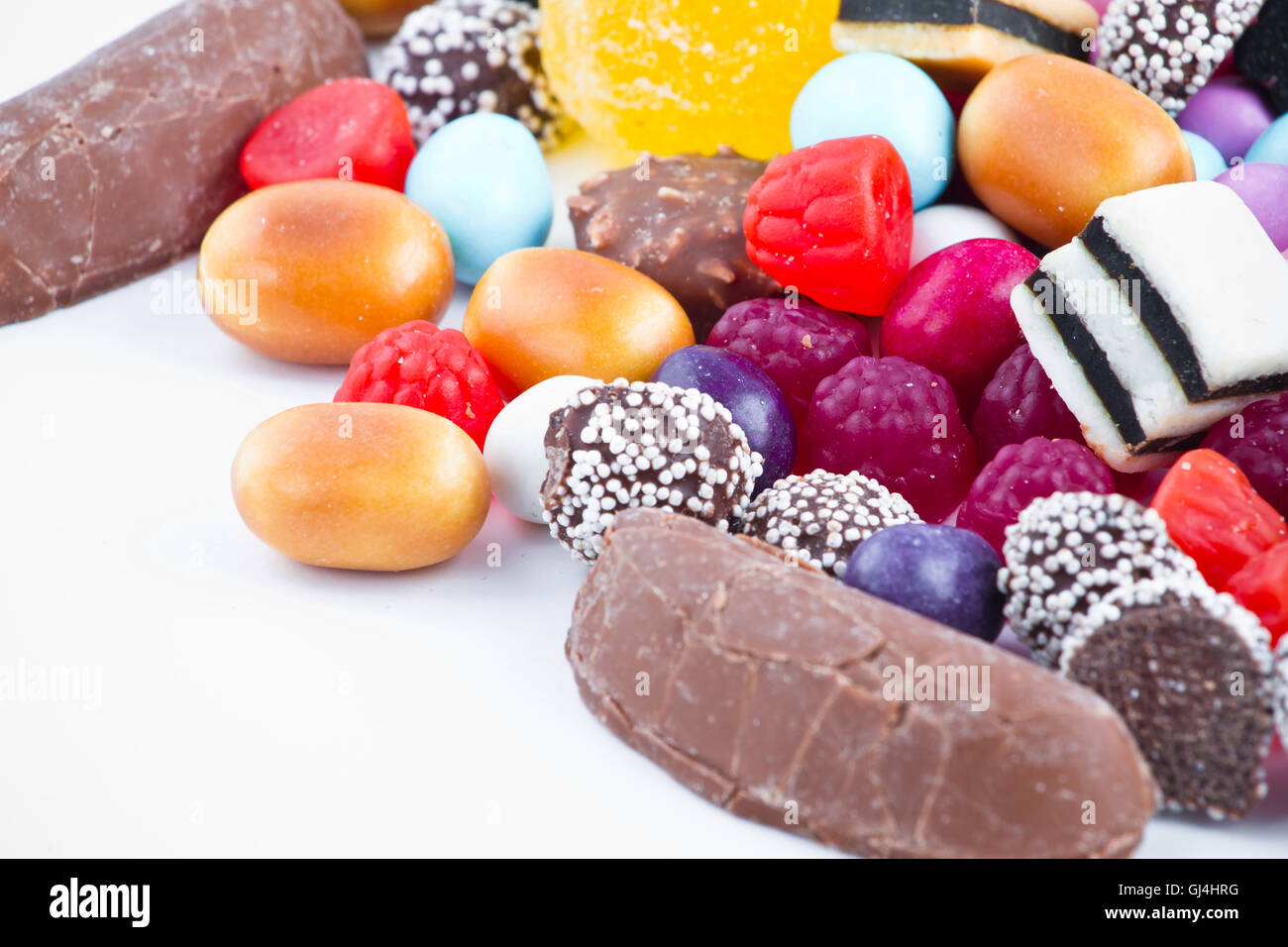 Many candy on white background.Fruit snacks Stock Photo - Alamy