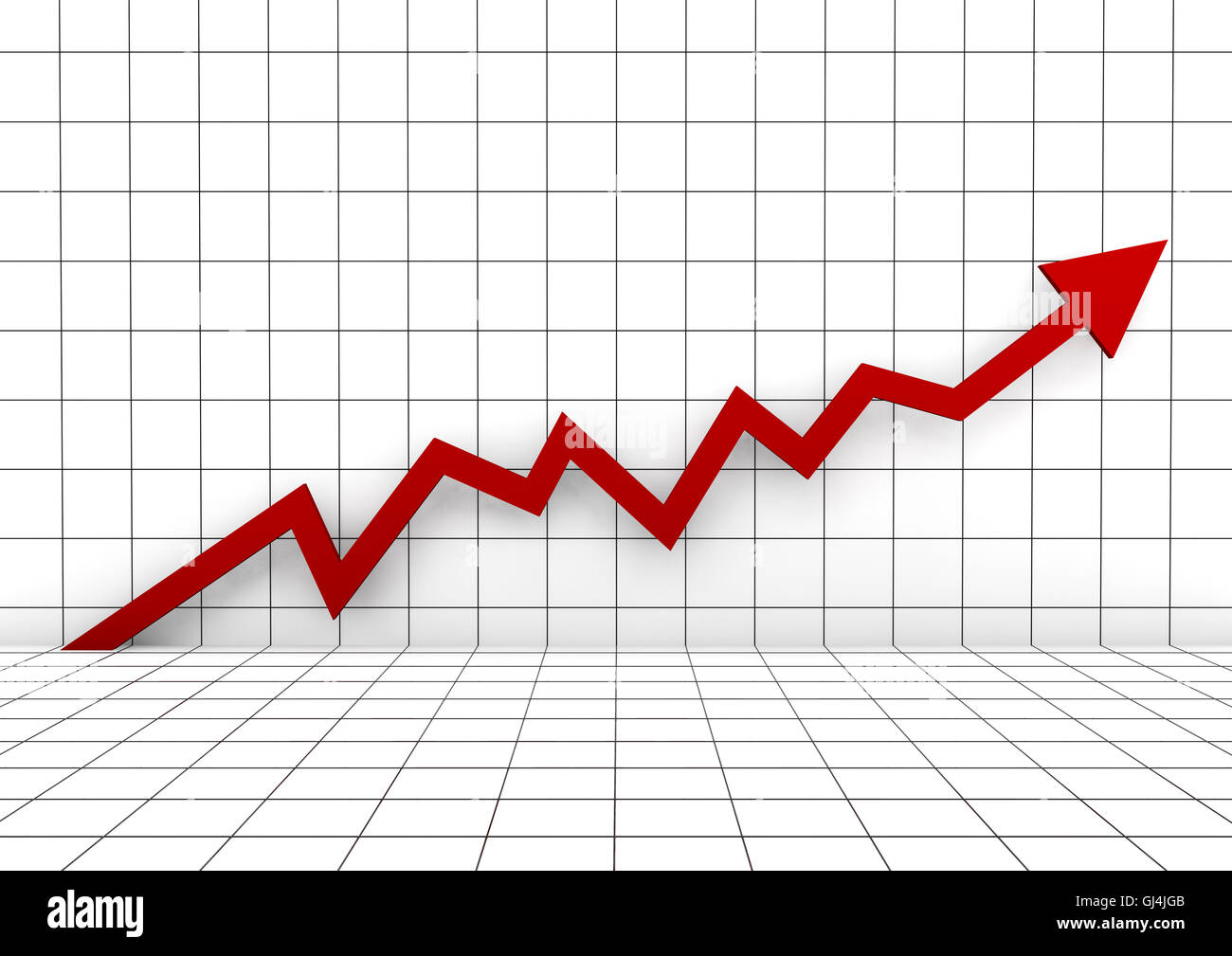 3d graph wall arrow red high Stock Photo - Alamy