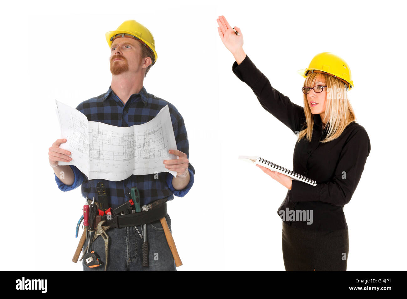 construction worker and architect Stock Photo - Alamy