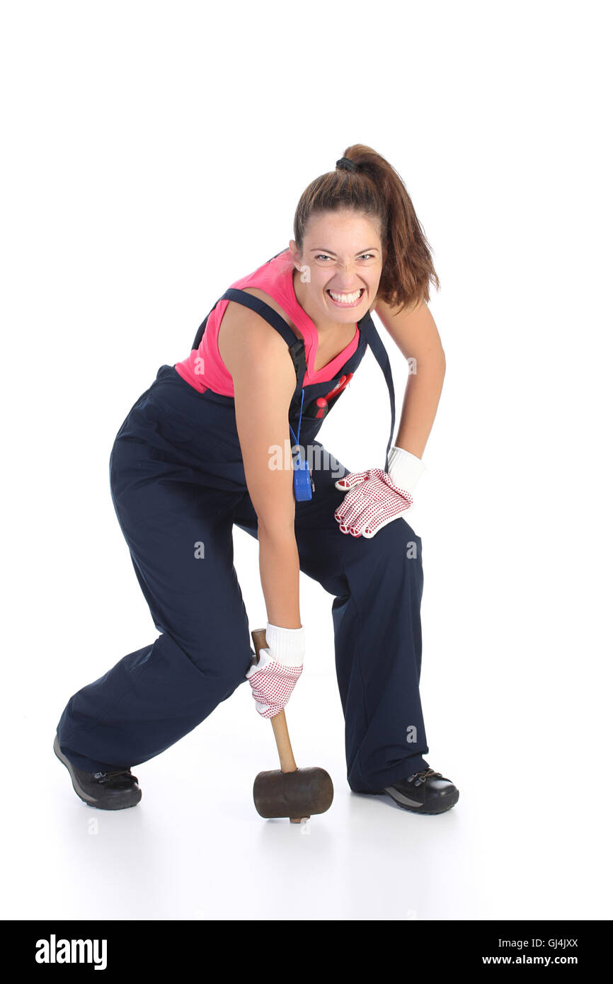 woman with black rubber mallet Stock Photo - Alamy