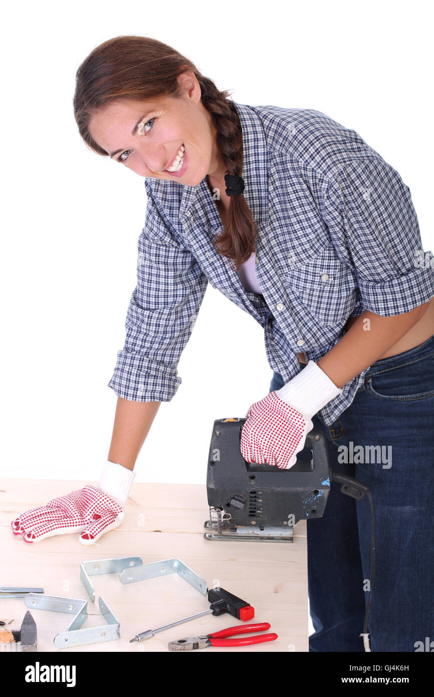 woman carpenter at work Stock Photo - Alamy