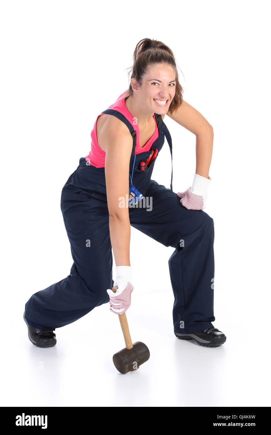 woman with black rubber mallet Stock Photo - Alamy