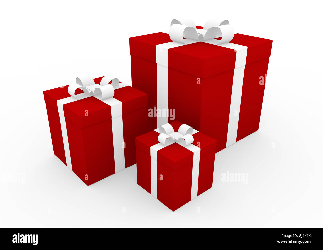 3d red white gift box Stock Photo - Alamy