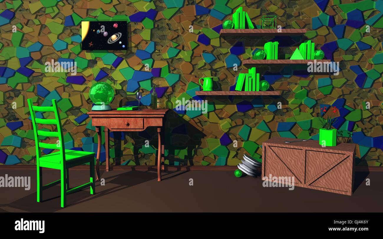 Green study library Stock Photo - Alamy