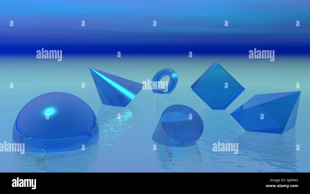 Shapes floating in blue ocean Stock Photo - Alamy