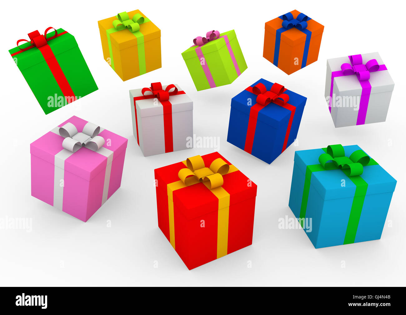 3d colorful white gift box Stock Photo - Alamy