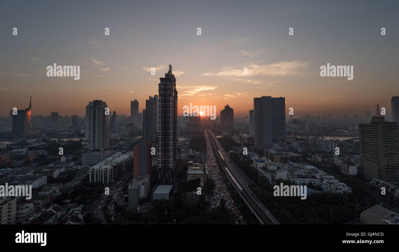 Bangkok cityscape at sunset, Thailand Stock Photo - Alamy