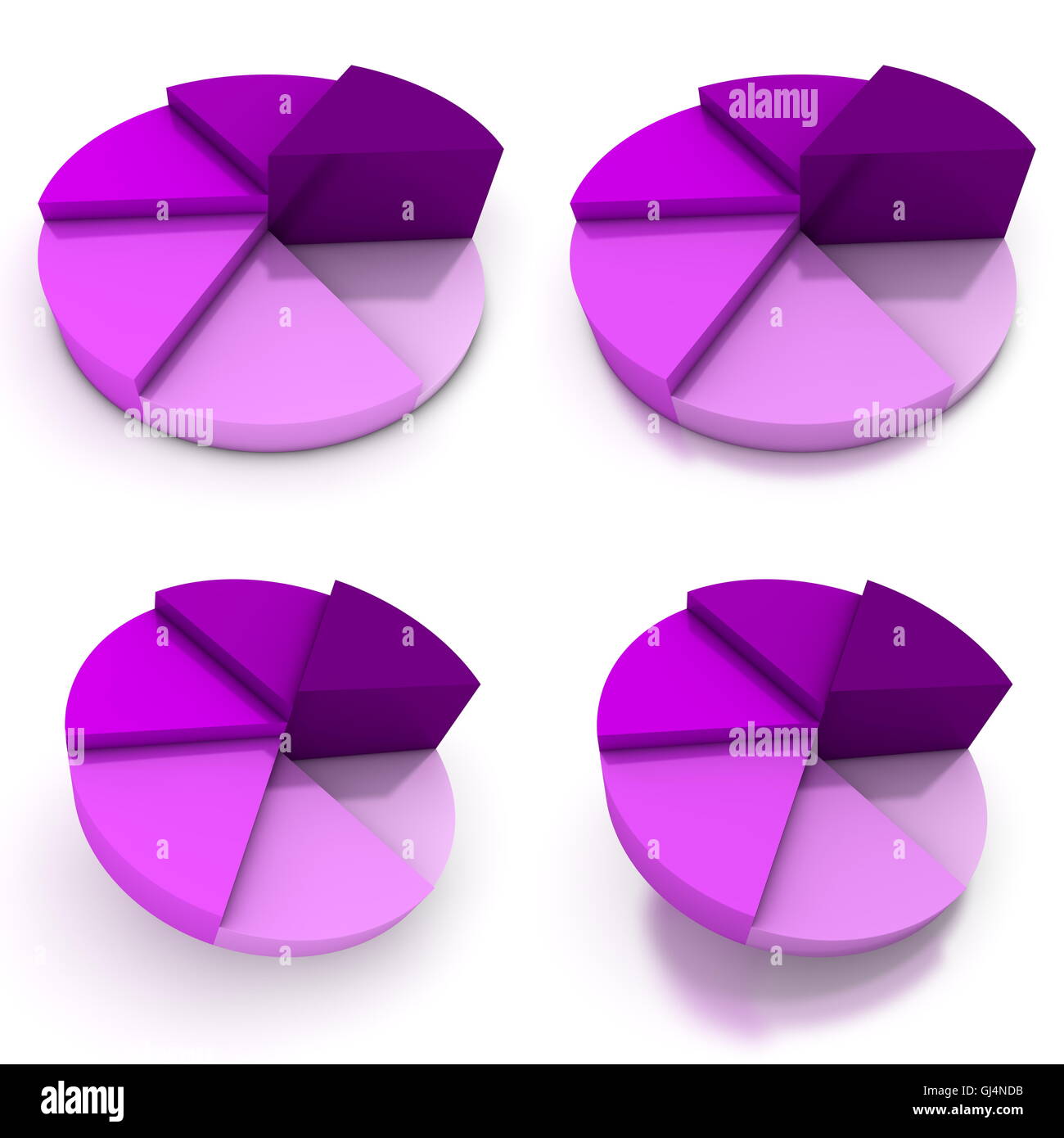 Pie Chart - Four Purple Views Stock Photo - Alamy