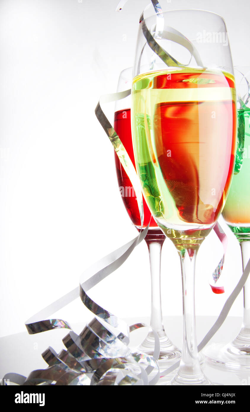 Colorful drinks with streamers Stock Photo - Alamy