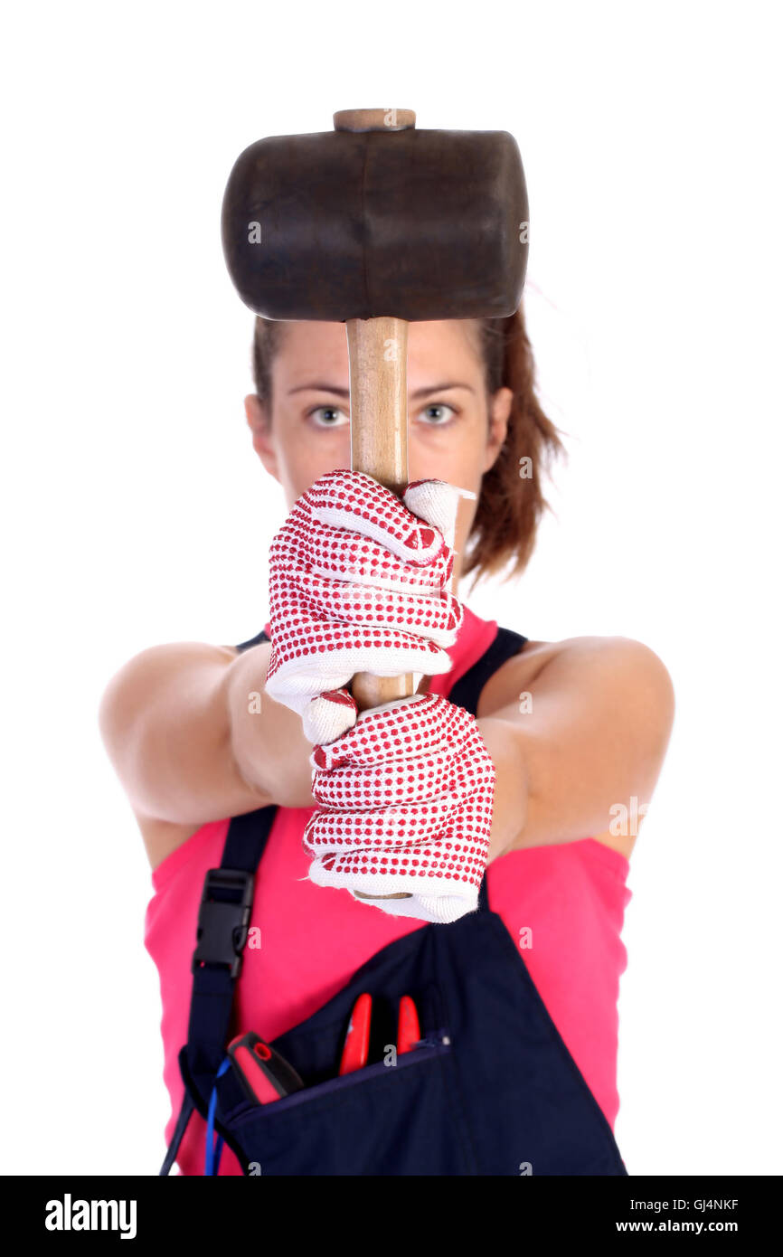 woman with black rubber mallet Stock Photo - Alamy