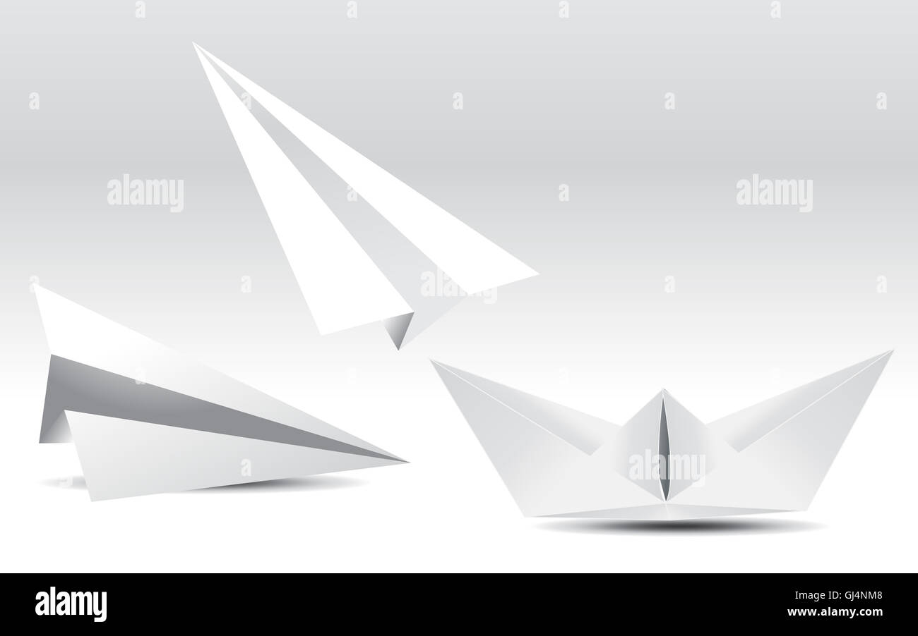 paper airplane and boat Stock Photo - Alamy