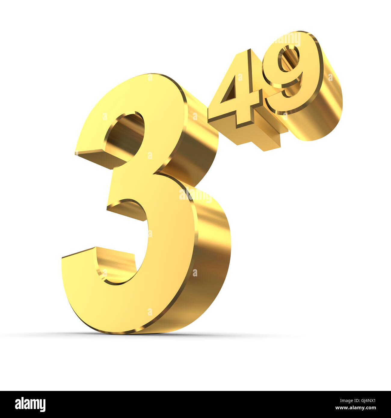 Solid Price Tag Number 3.49 - Shiny Gold Stock Photo - Alamy