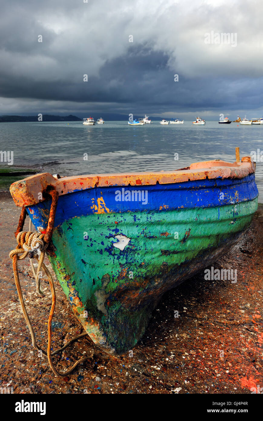 Old colorful fishing boat Stock Photo - Alamy