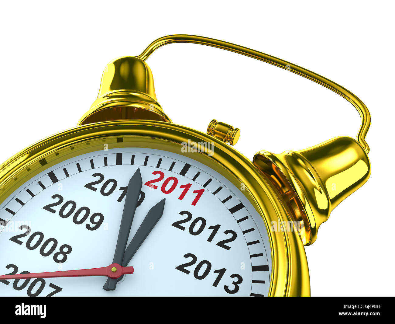 year calendar on alarm clock. Isolated 3D image Stock Photo - Alamy