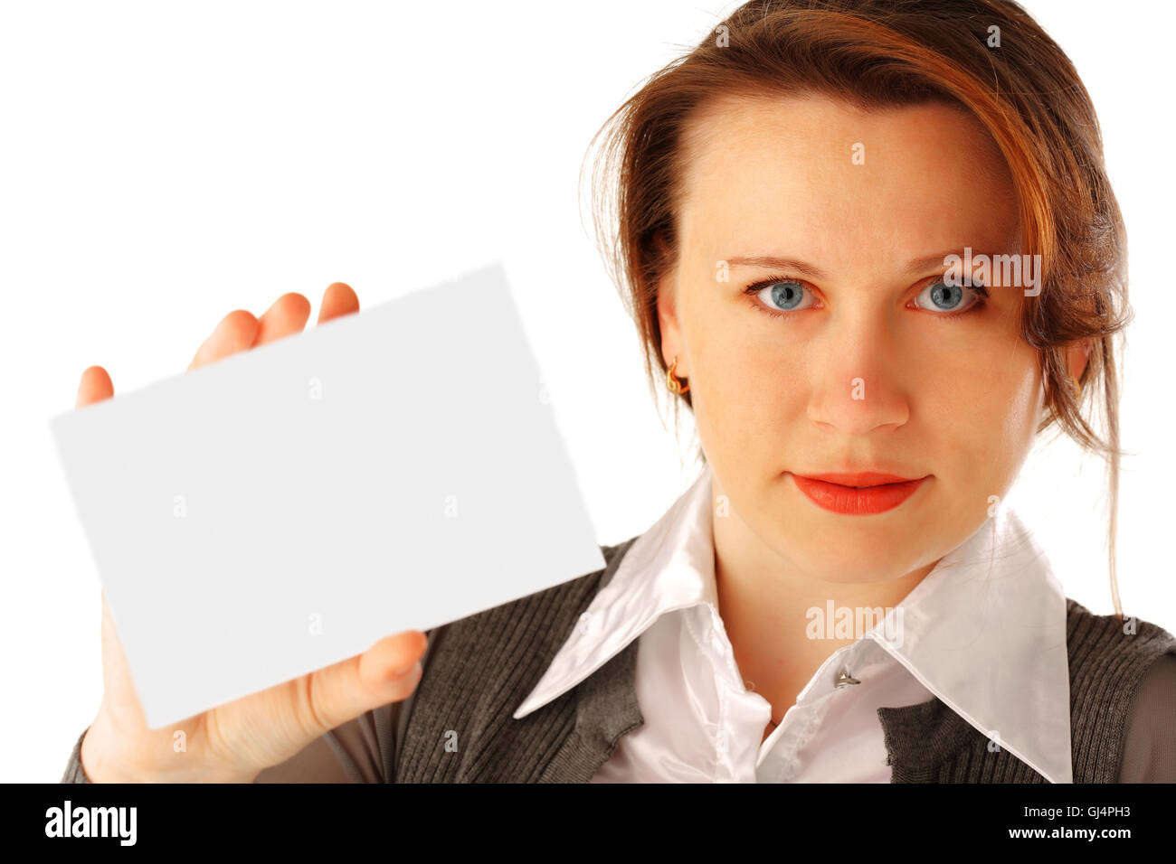 Woman with Card Stock Photo - Alamy