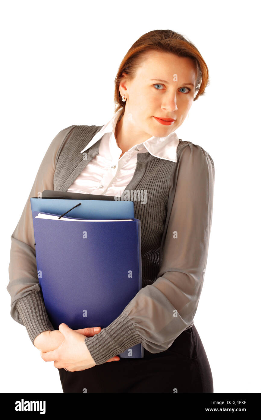 Business woman with files Stock Photo - Alamy