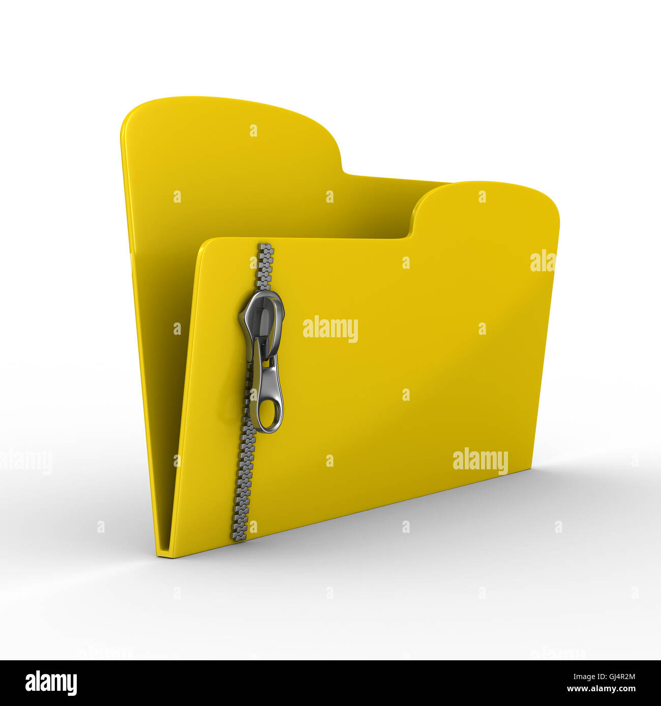 Yellow computer folder with zipper. Isolated 3d image Stock Photo - Alamy