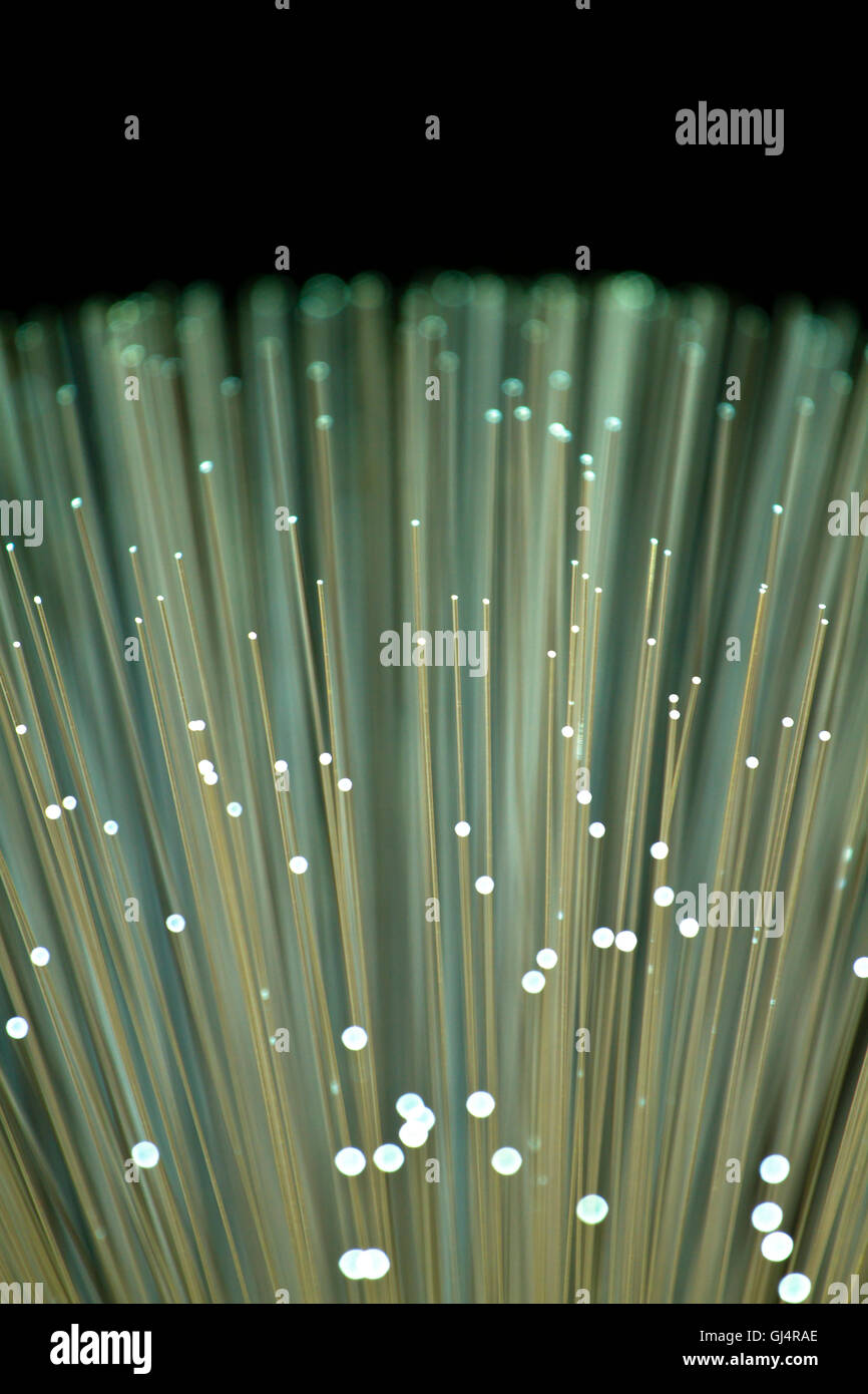 Fiber optics close-up, modern computer communication technology Stock ...