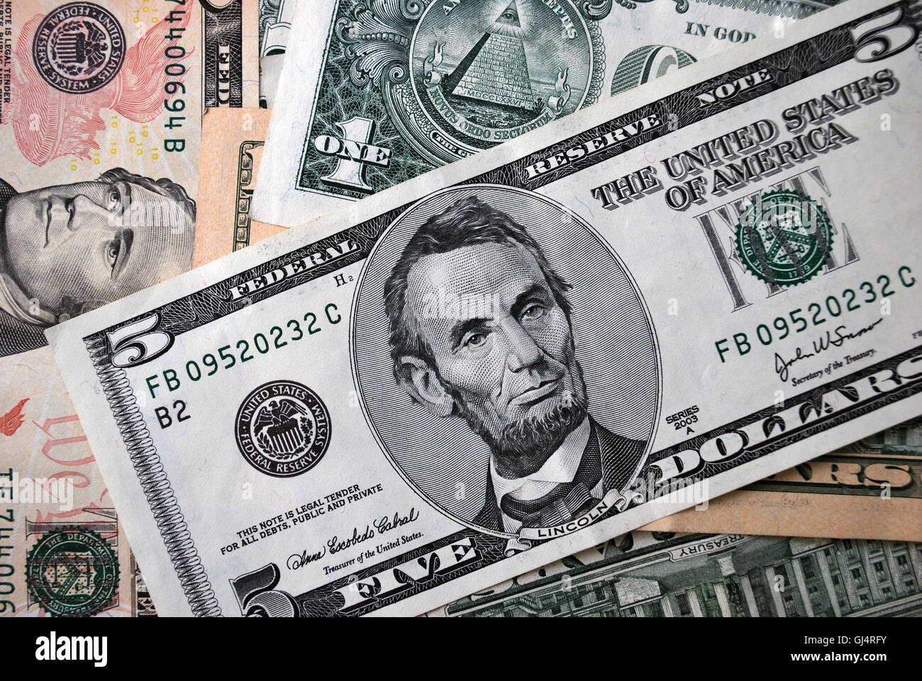 Five Dollars USA Stock Photo - Alamy