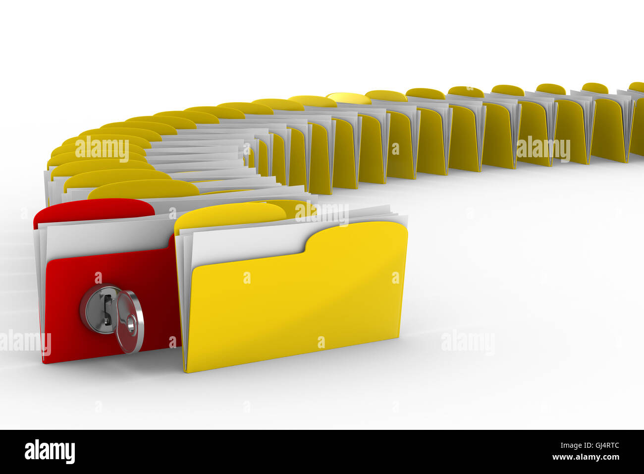 computer folder with key. Isolated 3d image Stock Photo - Alamy