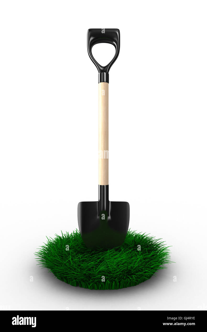 Shovel on white background. garden tool. Isolated 3D image Stock Photo ...