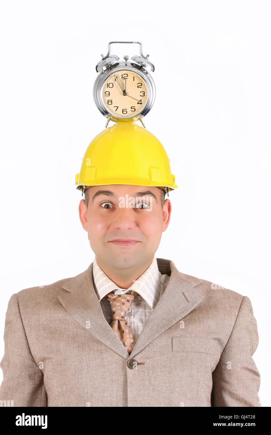 businessman clock alarm on his head Stock Photo - Alamy