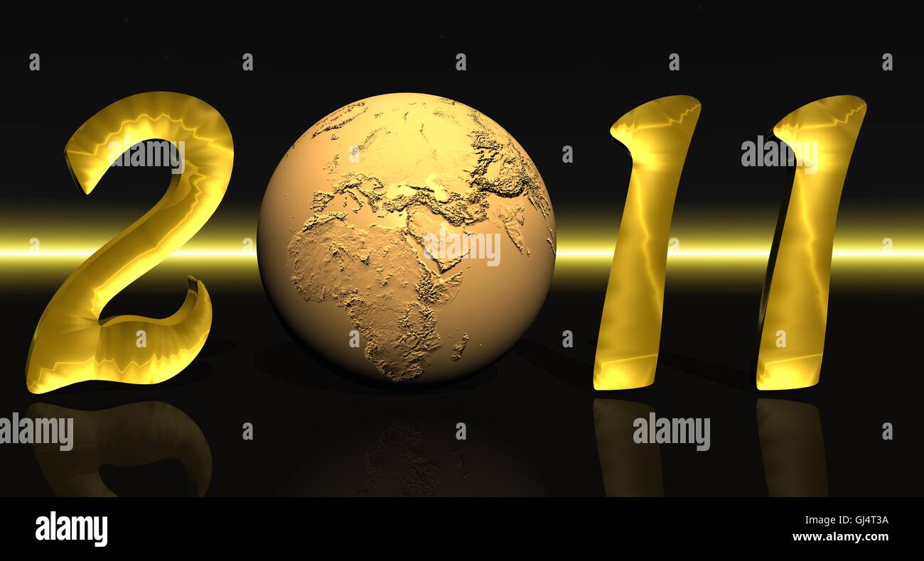 Golden 2011 with earth Stock Photo - Alamy