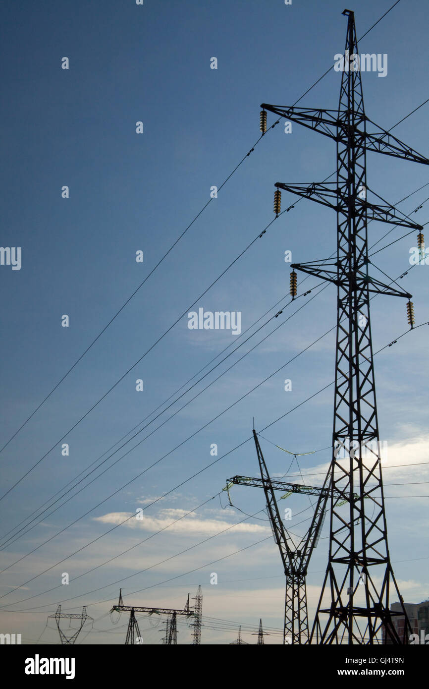 High-voltage power lines Stock Photo - Alamy
