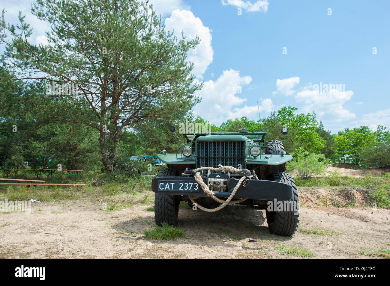 Off-road vehicles on display and in action during a summer public event ...