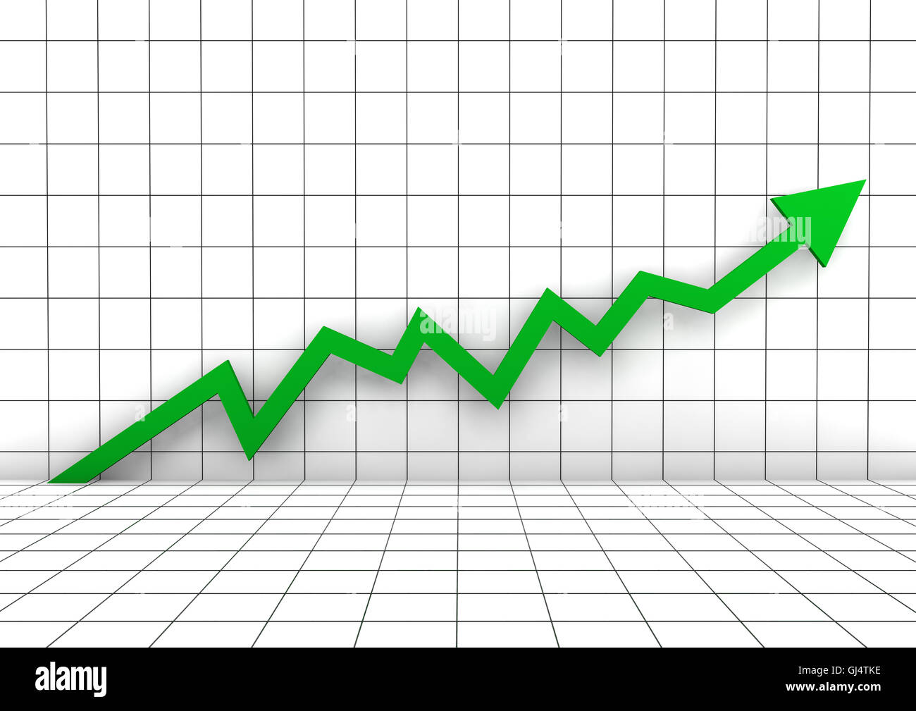 3d graph wall arrow green high Stock Photo - Alamy