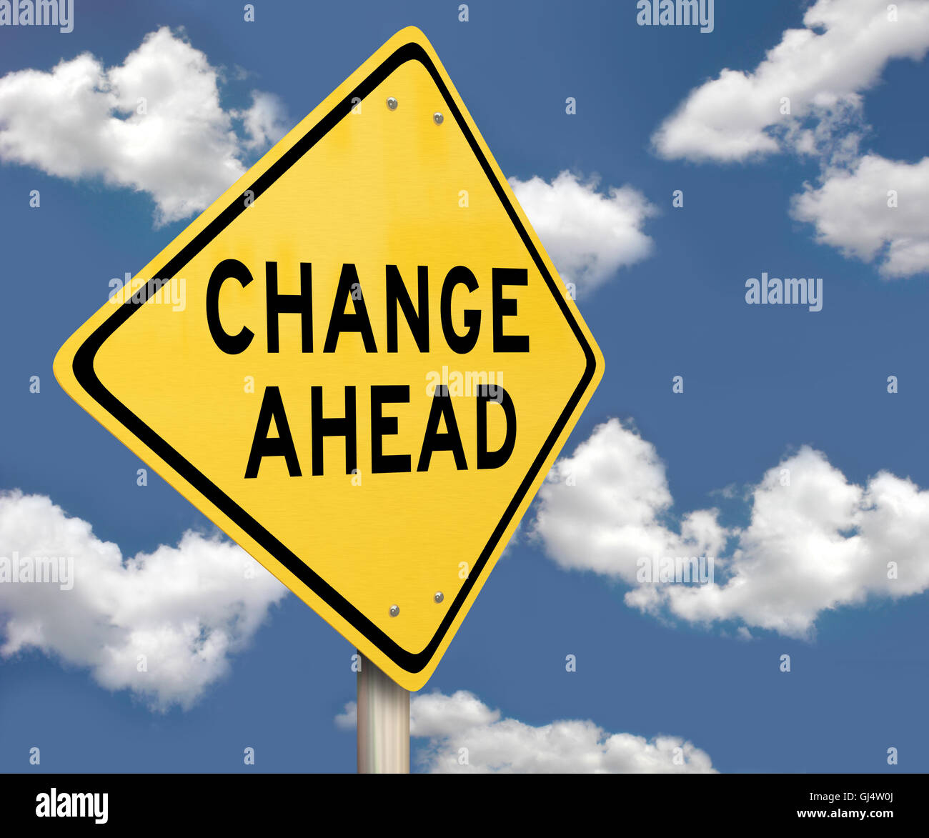 Change Ahead - Yellow Warning Sign Stock Photo - Alamy