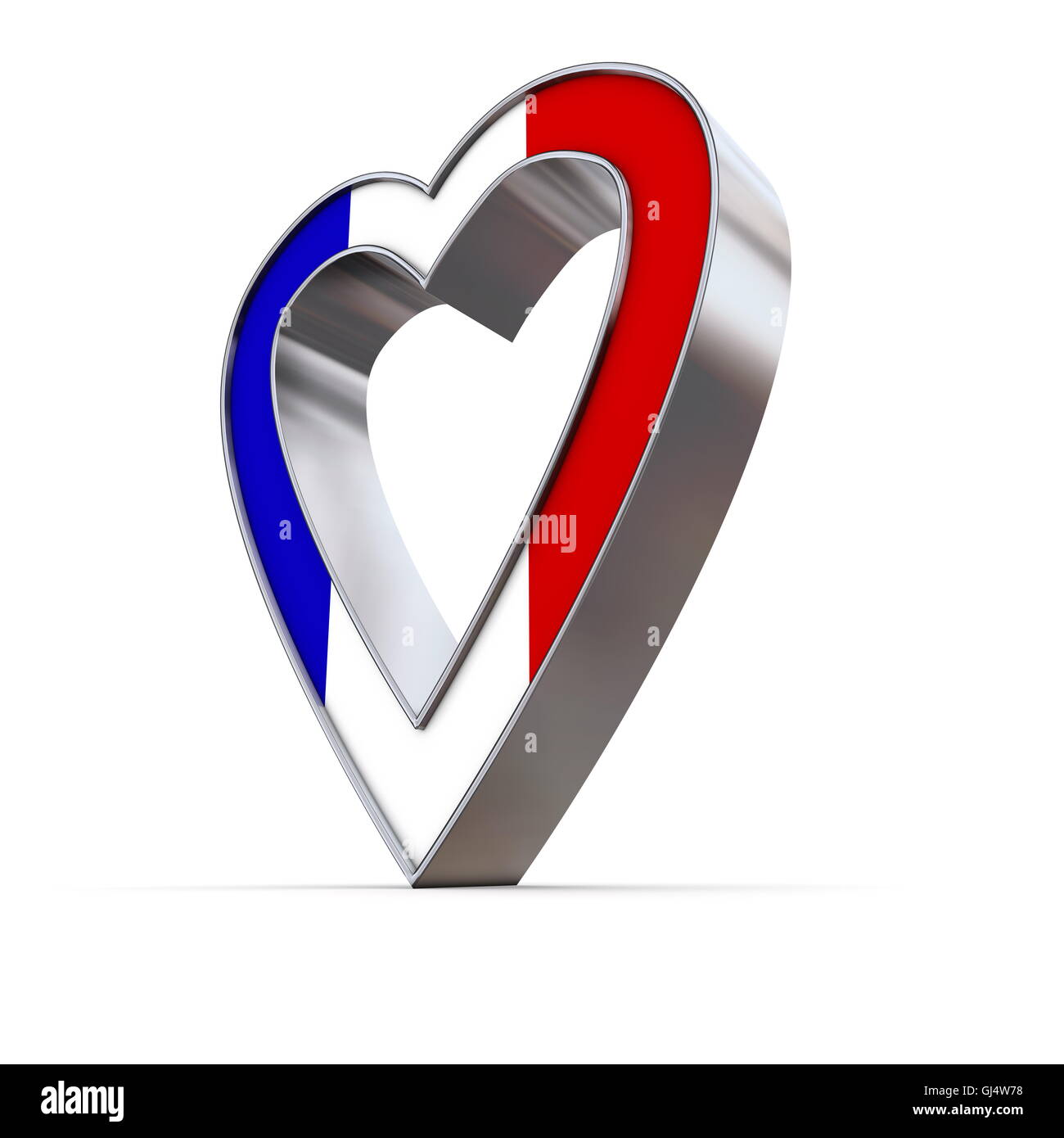 Shiny Metallic Heart - Flag of France Stock Photo - Alamy