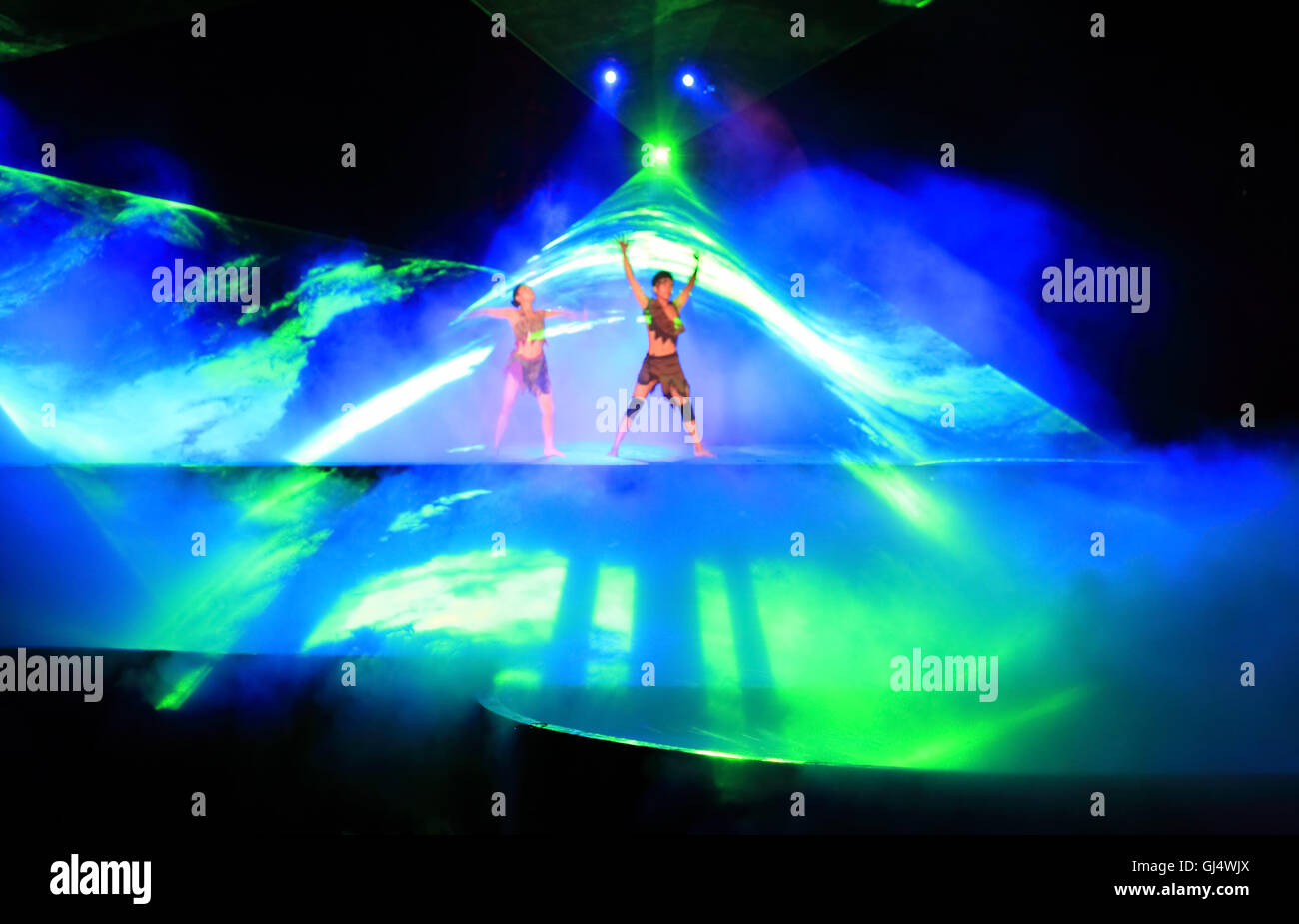 a laser light effect in a performance Stock Photo - Alamy