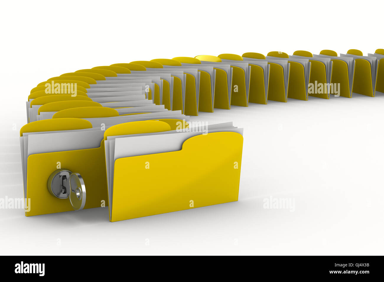 Yellow computer folder with key. Isolated 3d image Stock Photo - Alamy
