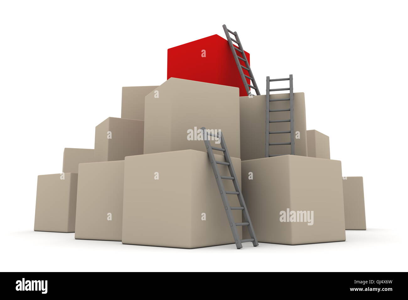Batch of Boxes - Climb up with Grey Ladders Stock Photo - Alamy