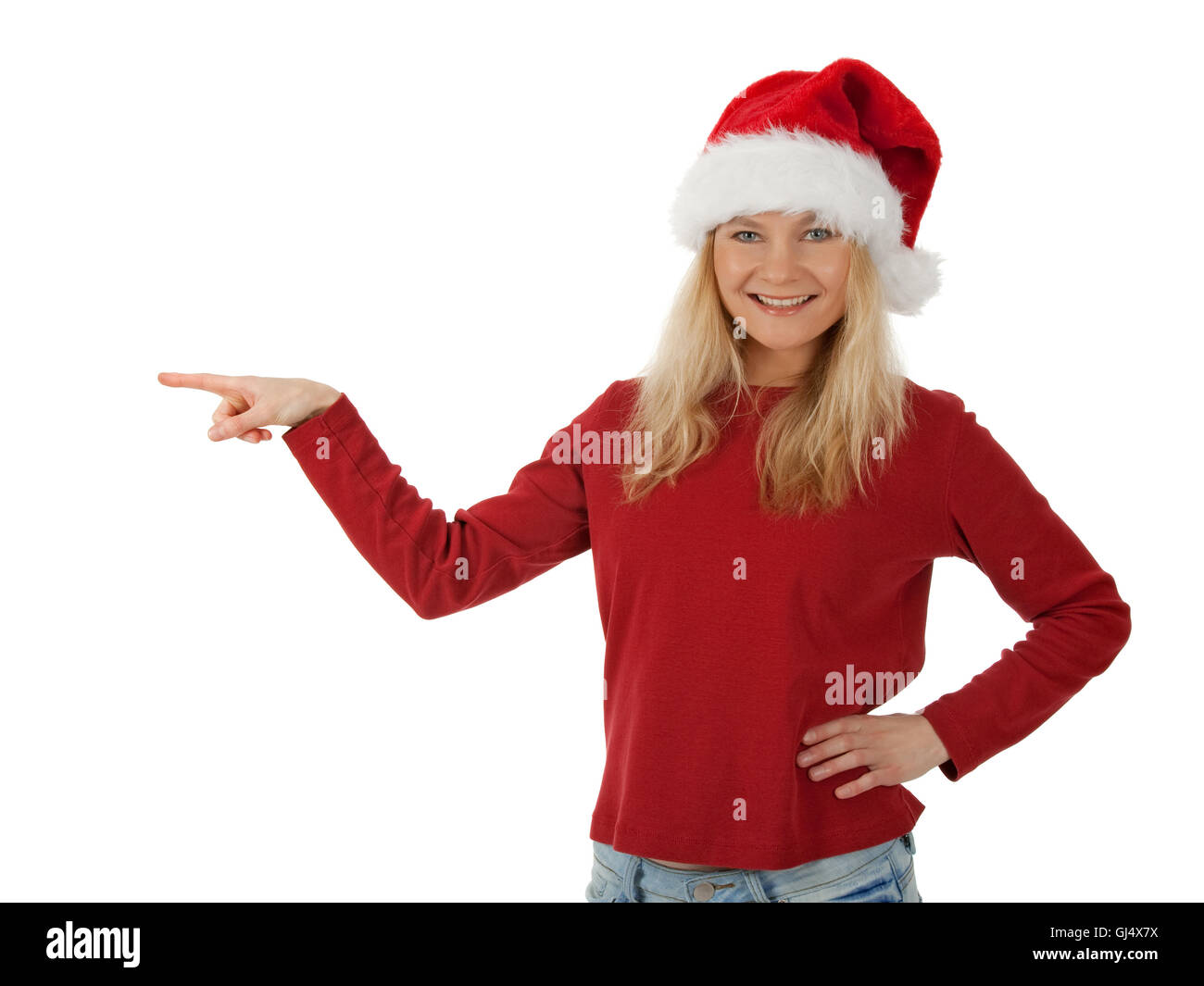 Pretty girl showing direction isolated hi-res stock photography and ...