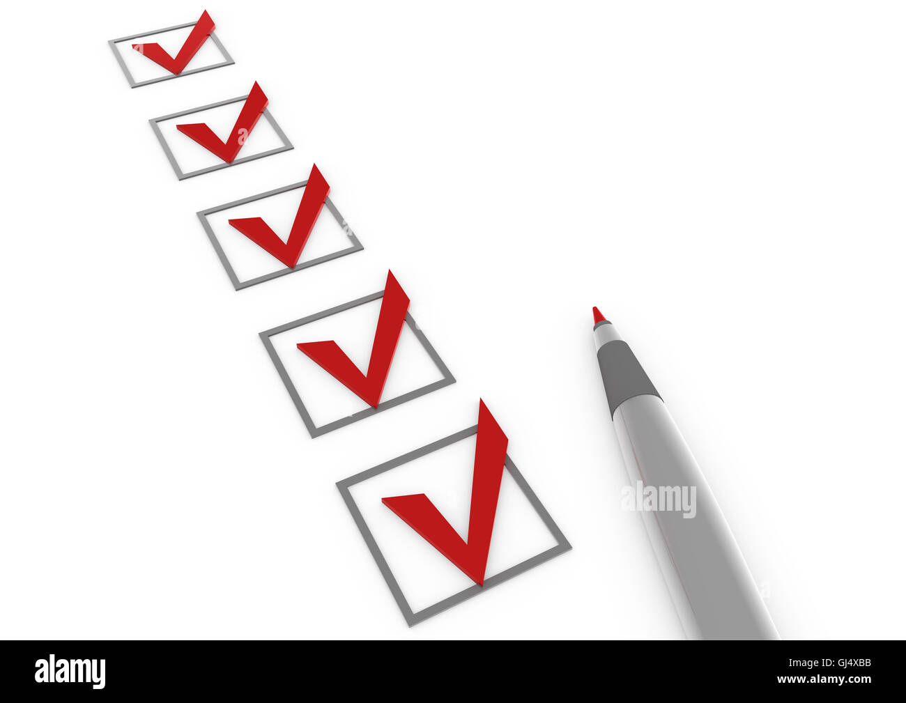 3d red gray check box pen Stock Photo - Alamy