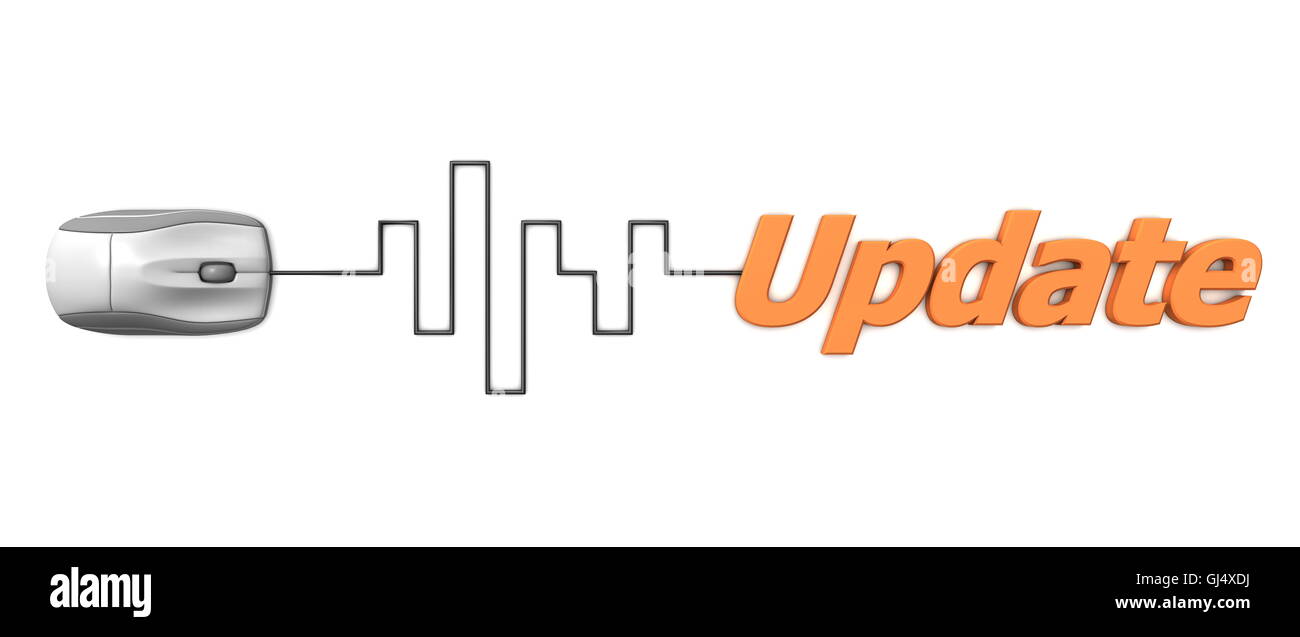 Orange Word Update with Grey Mouse - Digital Cable Stock Photo - Alamy