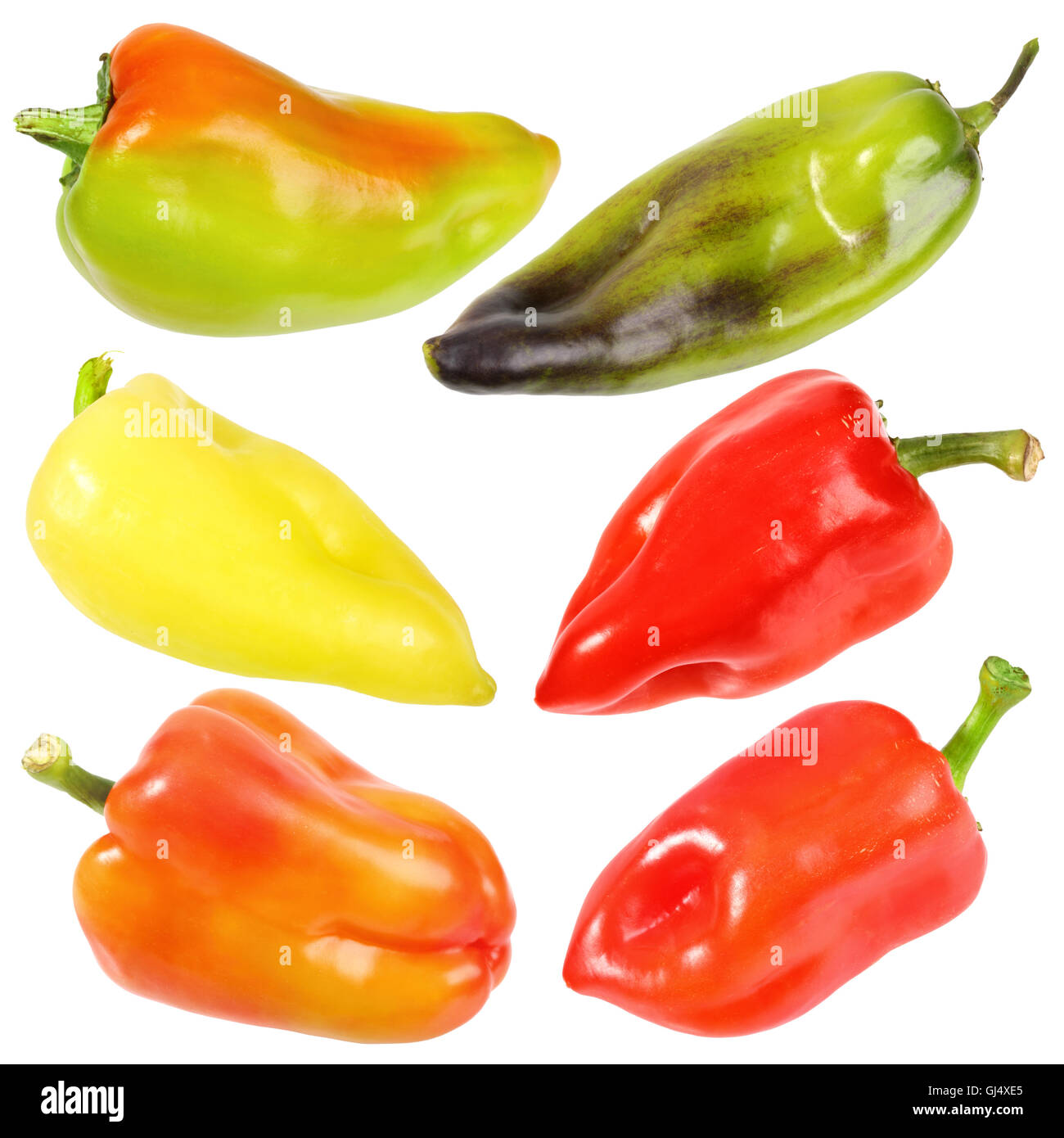 Set of six sweet fresh peppers Stock Photo - Alamy