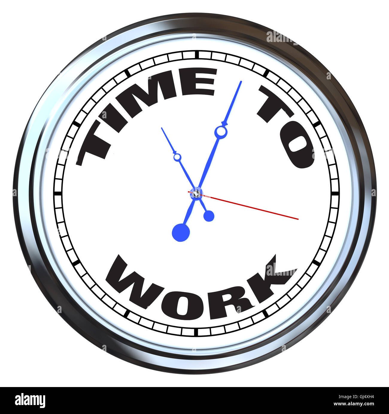 Time to Work - Clock with Shiny Metal Frame Stock Photo - Alamy