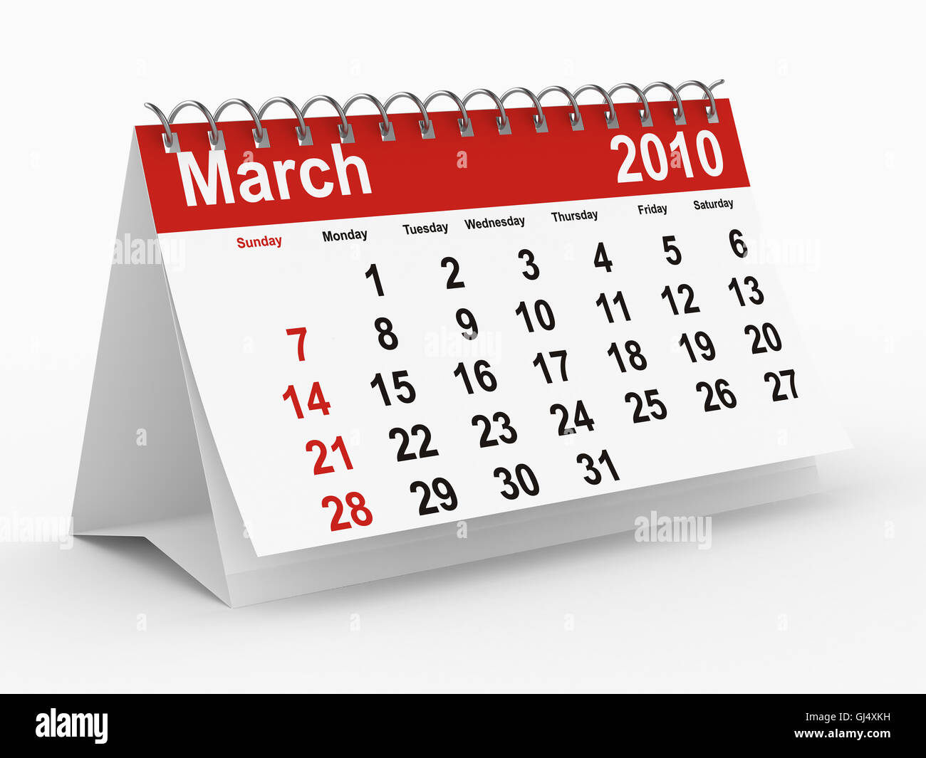 2010 year calendar. March. Isolated 3D image Stock Photo - Alamy