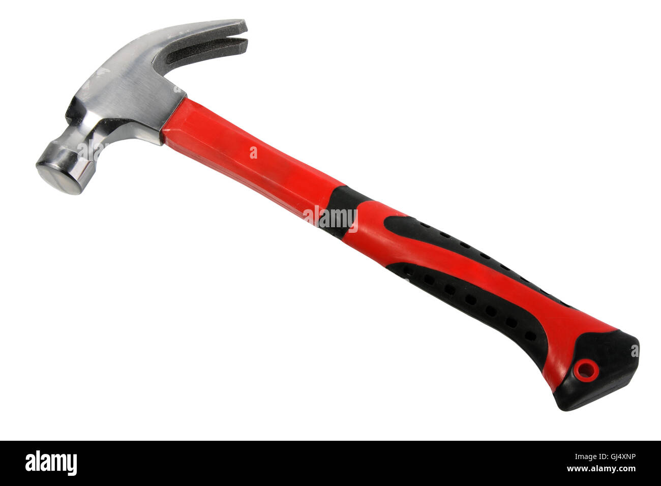 Single metal hammer with red-black handle Stock Photo - Alamy