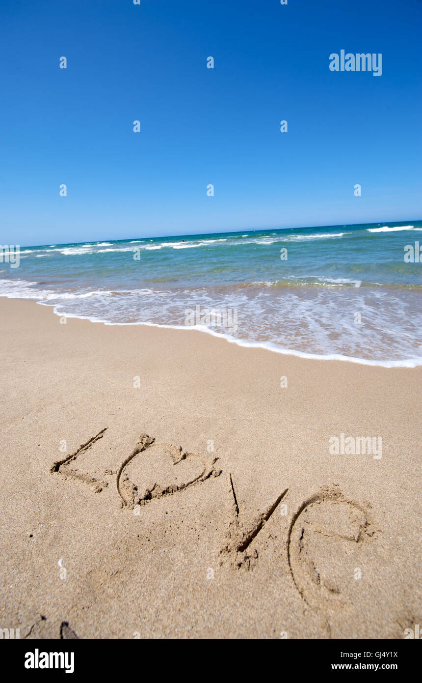 Message on the beach Stock Photo - Alamy