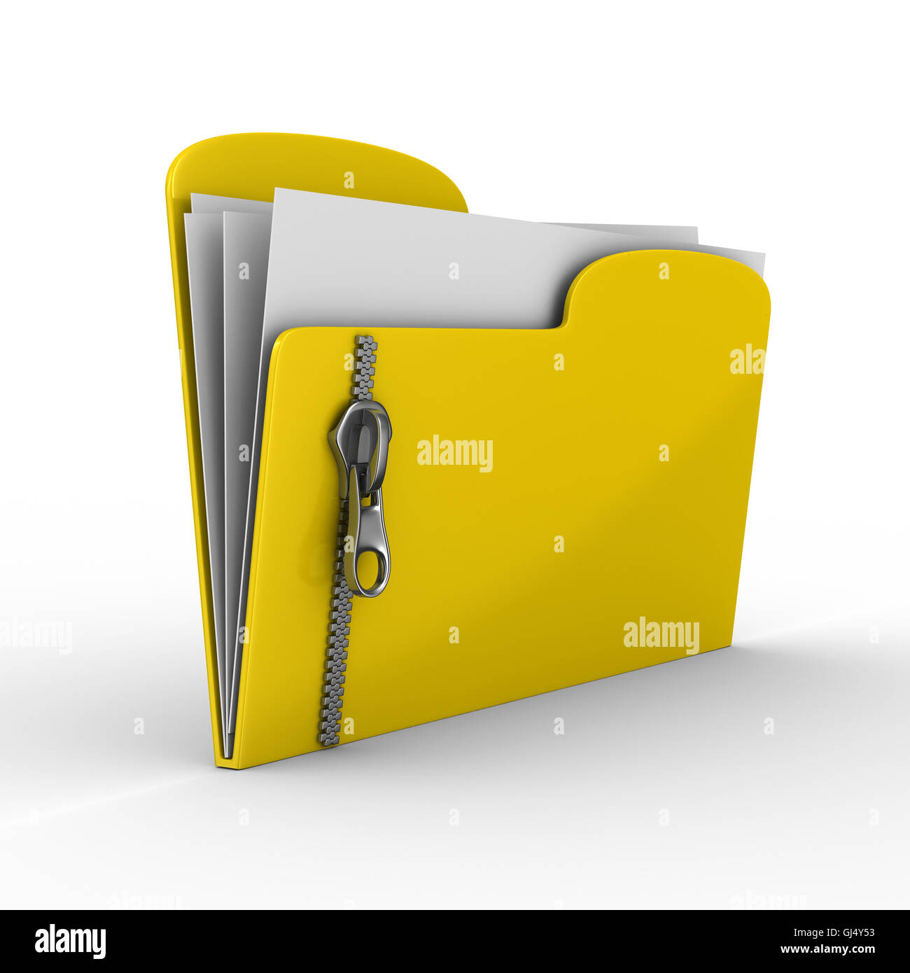 Yellow computer folder with zipper. Isolated 3d image Stock Photo - Alamy