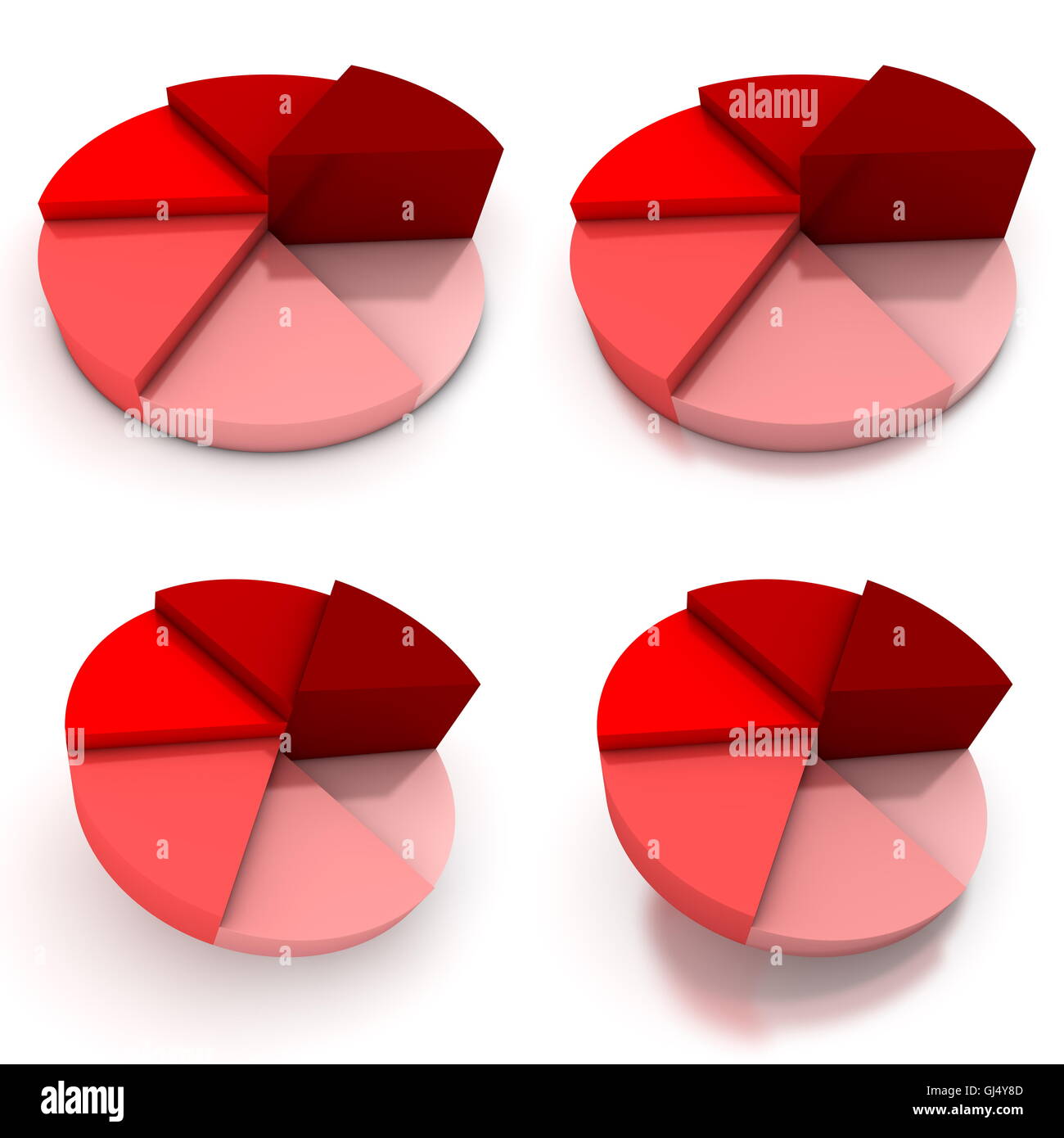 Pie Chart - Four Red Views Stock Photo - Alamy