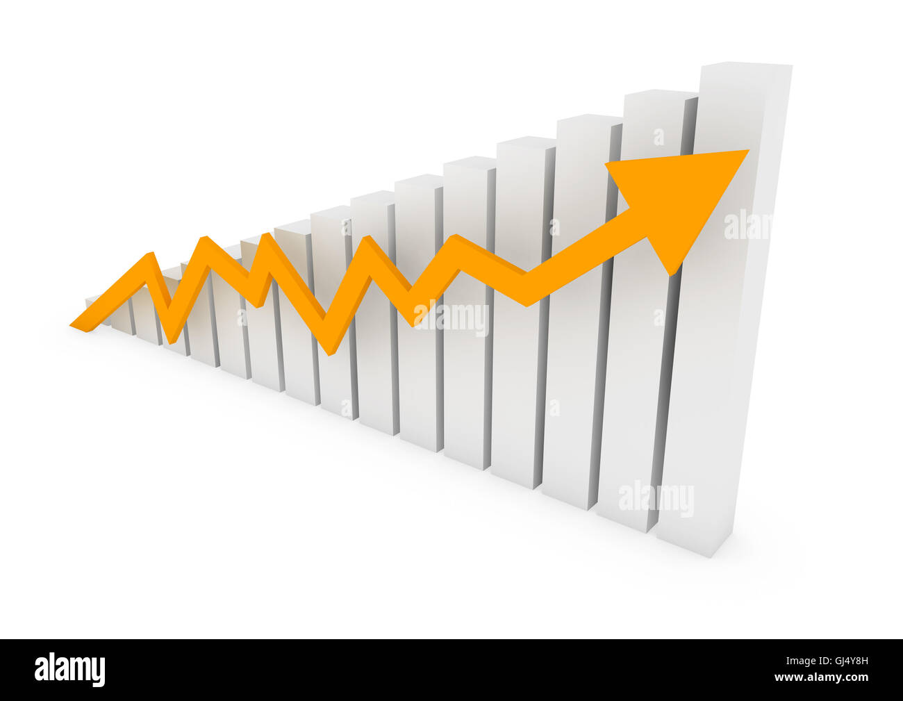 3d graph wall arrow orange high Stock Photo - Alamy