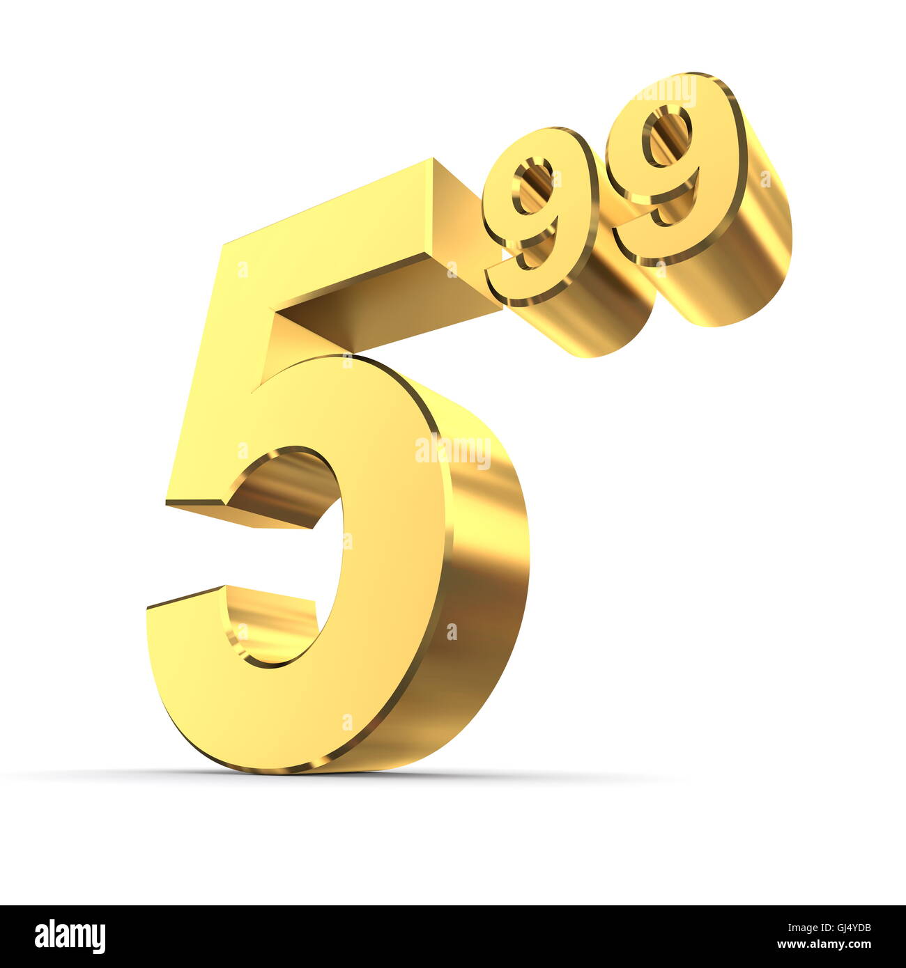 Solid Price Tag Number 5.99 - Shiny Gold Stock Photo - Alamy