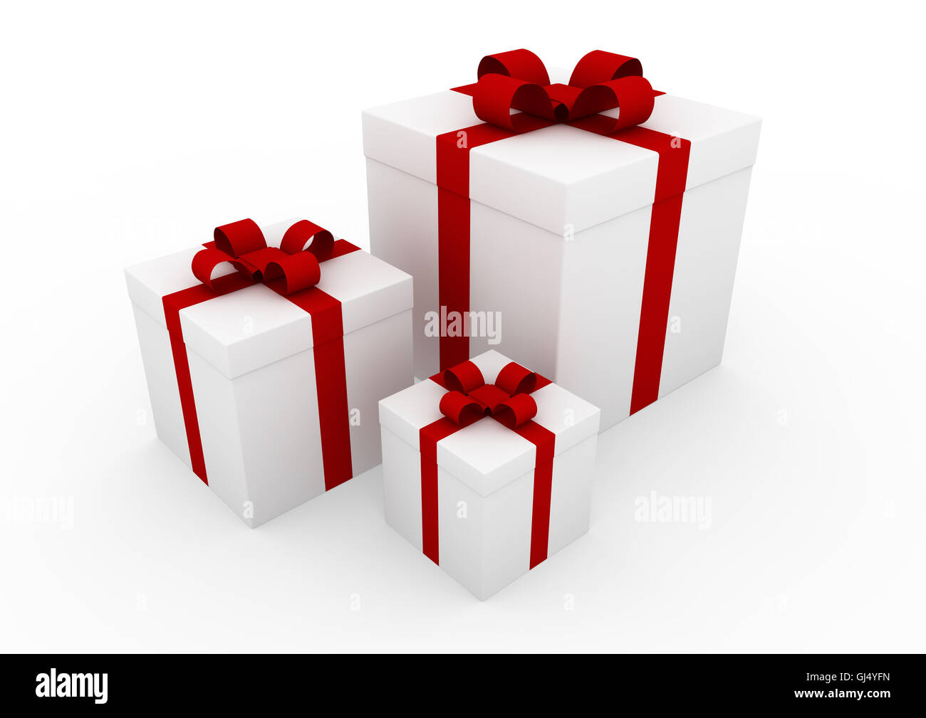 3d red white gift box Stock Photo - Alamy